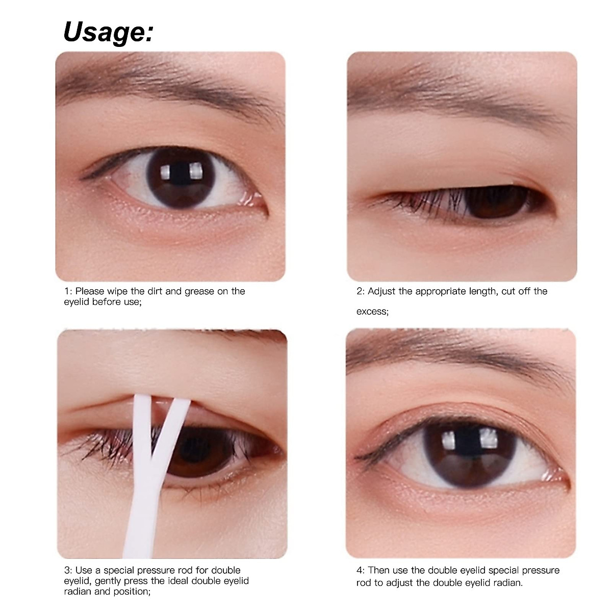 ZJchao Eyelid Tape, 240 Pairs Double Tapes Stickers Strip Sticker with Fork Rod Eyelids Big Eye Makeup Tool for Saggy Hooded Droopy Uneven Mono-Eyelids