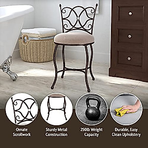 Hillsdale Furniture Vanity Stool Brody Metal, Rubbed Gray