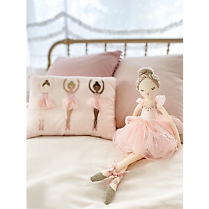 MON AMI Ballerina Girls Decorative Throw Pillow – 16x12”, Dancing Ballerina Cushion for Girls, Kids of All Ages, Room Décor