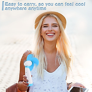 Riakrum 6 Packs Handheld Fan with Soft Foam Blades Quiet Personal Fan Mini Fan Battery Operated Tiny Fan Portable Fan for Travel Home Hiking Makeup (Blue)
