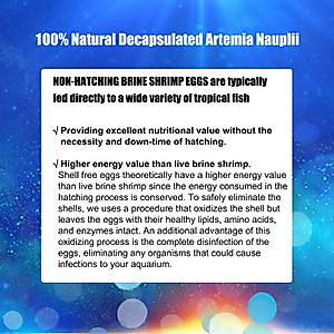 Amzey 1.75 oz Decapsulated Brine Shrimp Egg (Non-Hatching)-100% Natural Decapsulated Artemia Nauplii, High Protein Food Source for Live Fish, Baby Fish, Freshwater and Marine Fish, Golden Fry, Corals