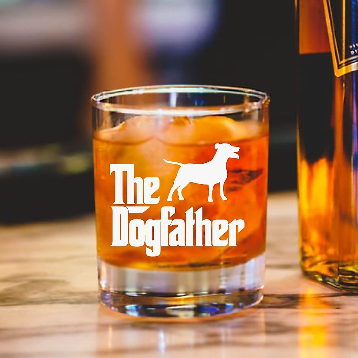 AGMdesign, The Dog Father Whiskey Glasses Gifts for Dog Owner, Dog Lover, Dog Dad, Dog Mom, Boyfriend, Husband, 11 oz Whiskey Bourbon Lowball Glass