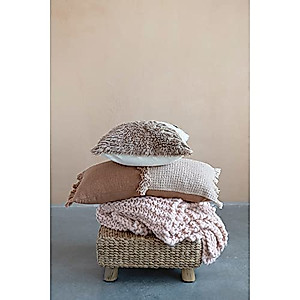 Creative Co-Op Woven Cotton Lumbar Fringe Pillow, 28" L x 14" W x 2" H, Multicolor