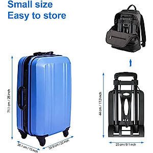 Double Rhombus Folding Hand Truck Lightweight Portable Cart, 110 lbs/50kg Capacity Heavy Duty Utility Cart with Telescoping Handle, 2 Rubber Wheels, Bungee Cord for Luggage, Shopping, Moving Daily Use