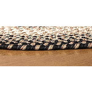 Super Area Rugs Round 4X4 Black/Gray/Gold Braided Rug Hartford Primitive Decor Rug - Indoor Outdoor - 4' X 4' Circular Braided Rug Dining Room Rug