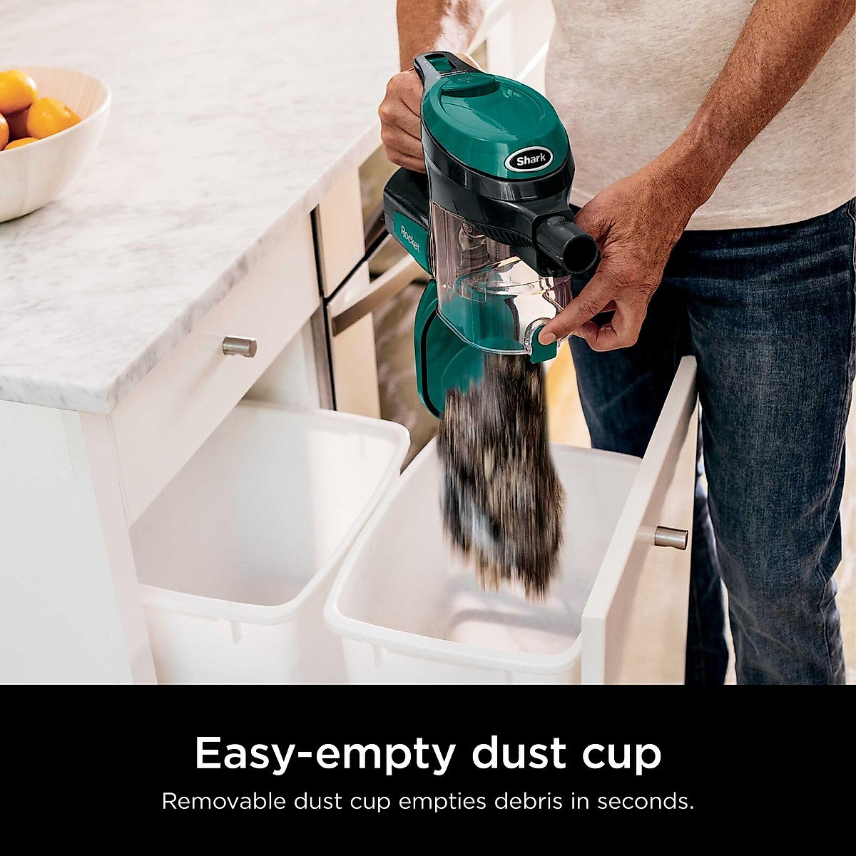 Shark CS110 Ultra Lightweight Corded Stick Vacuum with Easy Empty Cup, Fingertip Controls, Powerful Suction and Advanced Swivel Steering Over Hardwood Or Carpet (Renewed) (Emerald)