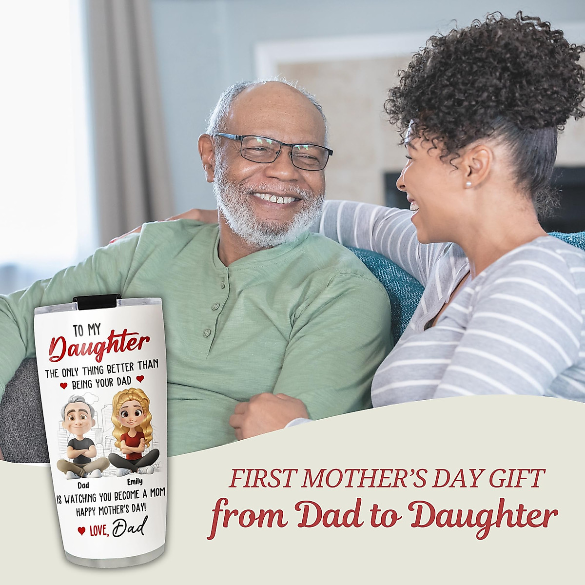 Wrappiness To My Daughter Personalized Tumbler - Watching You Become A Mom Gifts from Dad to Adult Daughter on Mothers Day, First Mothers Day Idea for New Mom