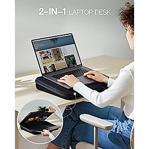 HUANUO Laptop Bag, 2-in-1 Portable Laptop Desk for Laptops up to 15.6 Inch, Lap Desk for Laptops with Large Storage Space, Laptop Bags, Cases, Briefcases & Sleeves for Home Office and Business Travel