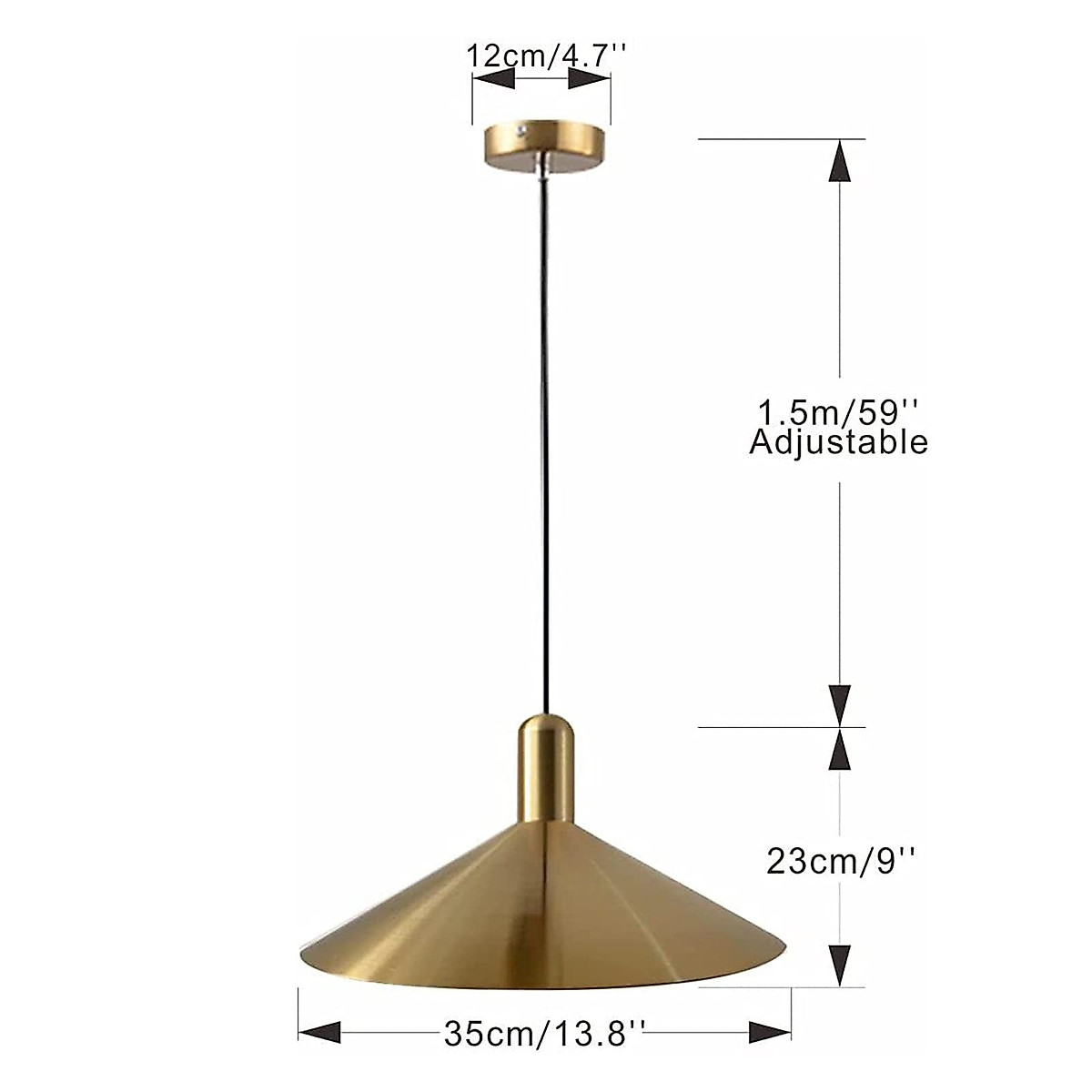 H XD GLOBAL Industrial Style Pendant Lighting, Classic Iron Hanging Pendant Light, Dining Room Hanging Lamp, Bedroom Bedside Bar Hanging Lighting, Living Room Pendant Lamp (Gold)