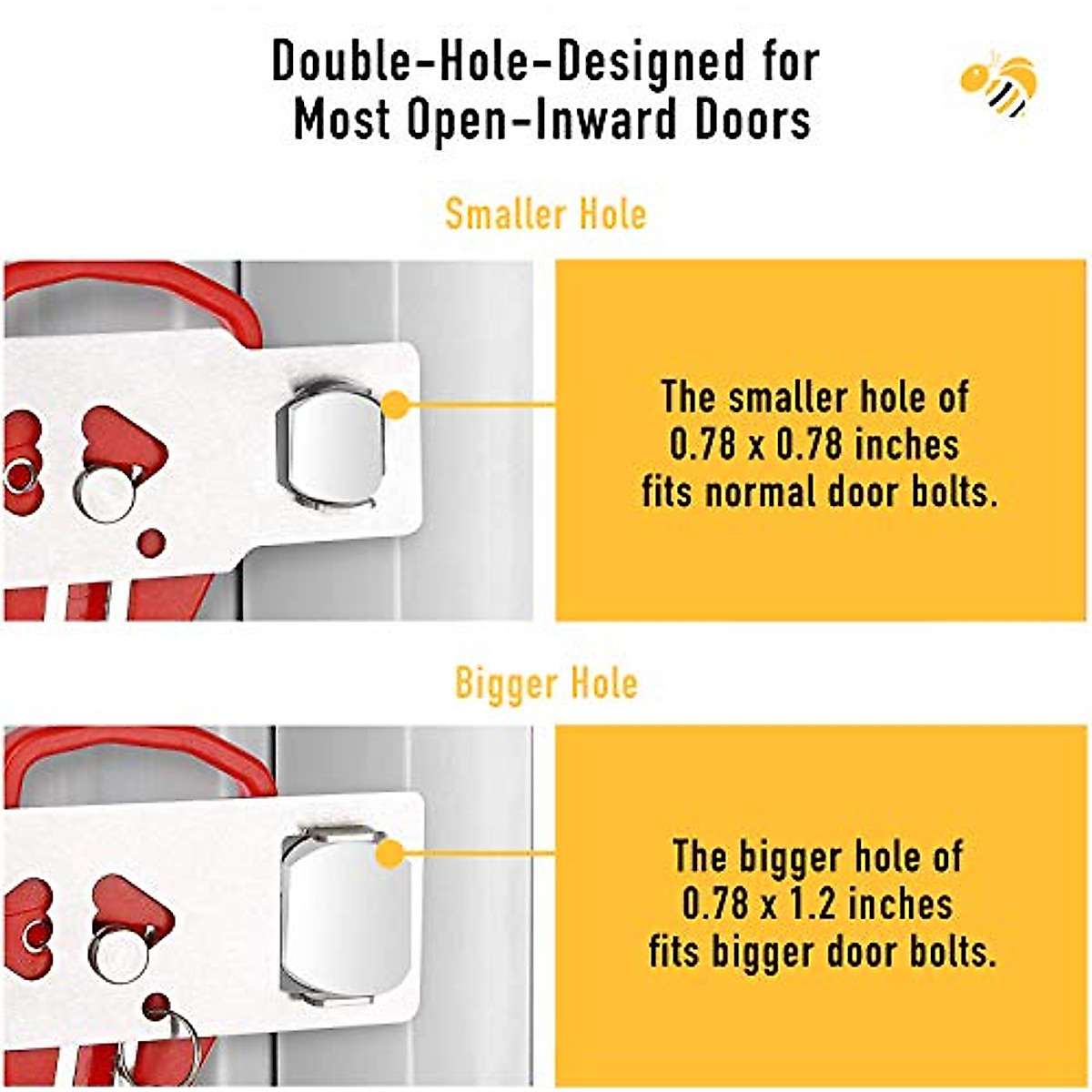 Portable Door Lock for Travel, Apartment Home Security Door Locker from Inside with Drawstring Bag and Drive Save I Need You Here with Me Keychain, Gift for Women and Men