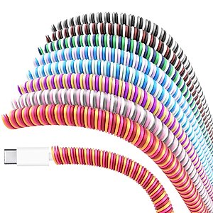 Rancco Cable Protector/Wire Repair/Pets Chew Cable Protector/Headphone Saver, 8 Pc Spiral Cable Strain Relief Cable Wrap Tube Charger Cord Sleeve, USB Date Cable Saver[3.9ft/pc]