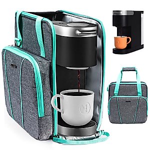 BAGSPRITE Coffee Maker Travel Bag For Keurig K-Slim, Keurig Coffee Maker, Single Serve Coffee Brewer Carrying Case, Portable Keurig Travel Coffee Maker Bag (Full Open Design Patent Pending)