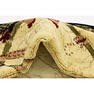 Unique Loom Barnyard Collection French Country Inspired Cottage Rooster Design Area Rug (4' 0 x 4' 0 Round, Ivory/Olive)