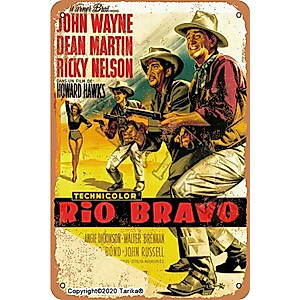 Technicolor Rio Bravo John Wayne Dean Martin Ricky Nelson Metal Vintage Look 20X30 cm Decoration Painting Sign for Home Kitchen Bathroom Farm Garden Garage Inspirational Quotes Wall Decor