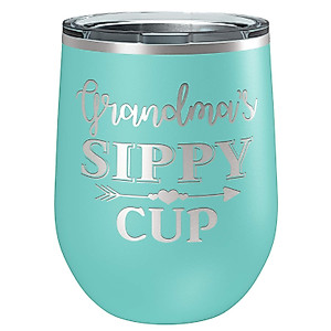 Grandmas Sippy Cup Gift for Women Birthday on Seafoam 12 oz Insulated Wine Tumbler