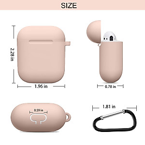 Compatible with AirPods Case Cover Silicone Protective Skin for Airpods Case 2&1 (2 Pack) Black/Sand Pink