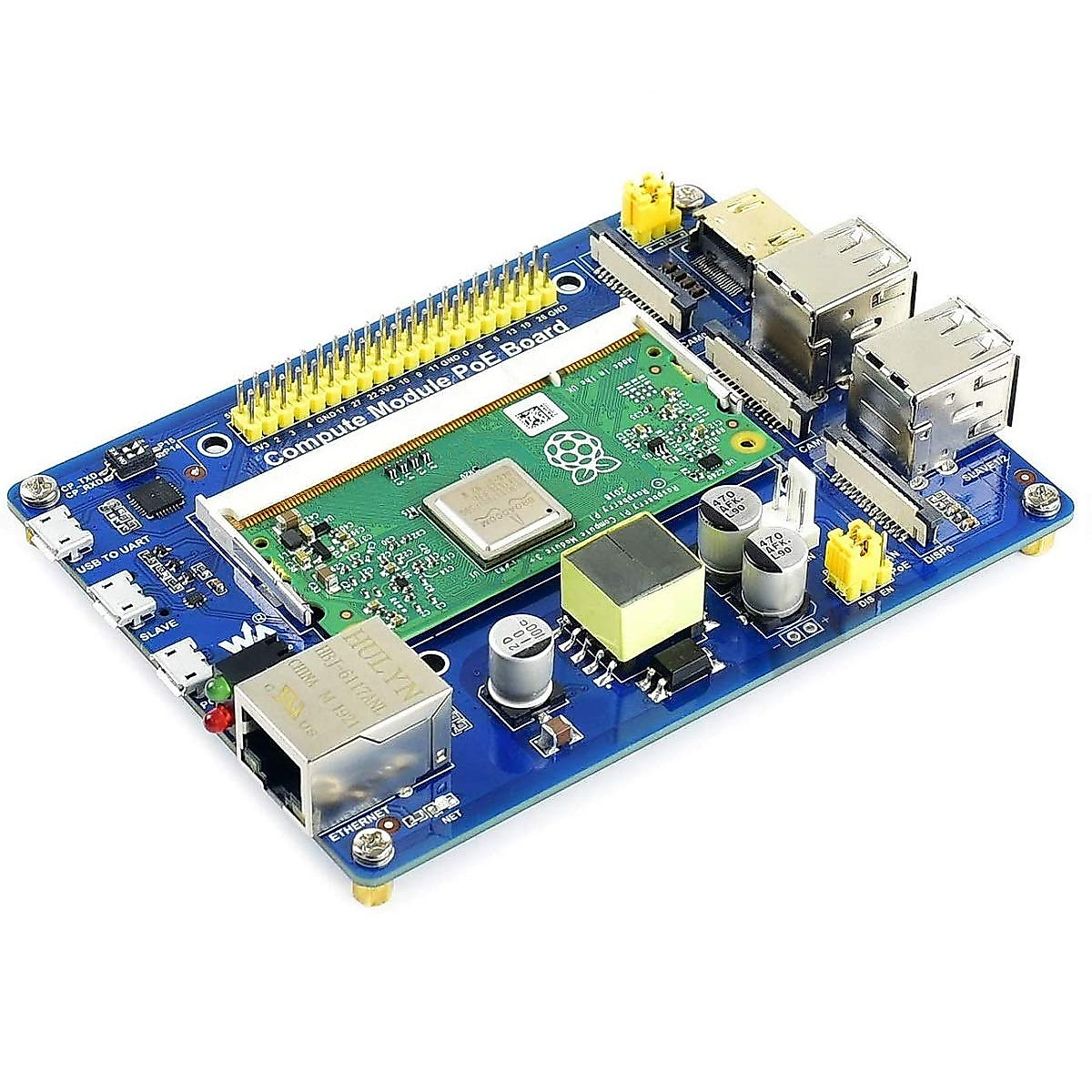 Compute Module IO Board with PoE Feature Development Board Composite Breakout Board for Developing with Raspberry Pi CM3 / CM3L / CM3+ / CM3+L,Onboard 10/100M Ethernet Port,USB Ports