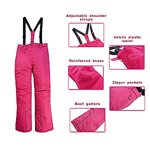 M2C Girls Thicken Warm Hooded Color Block Ski Snowsuit Jacket & Pants Pink 6/7