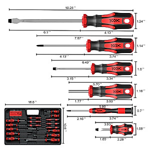 XOOL 42PCS Magnetic Screwdriver Set with Tray, Torx Phillips Flat Hex Pozi Non-Slip Magnetic Tips Screwdriver Set