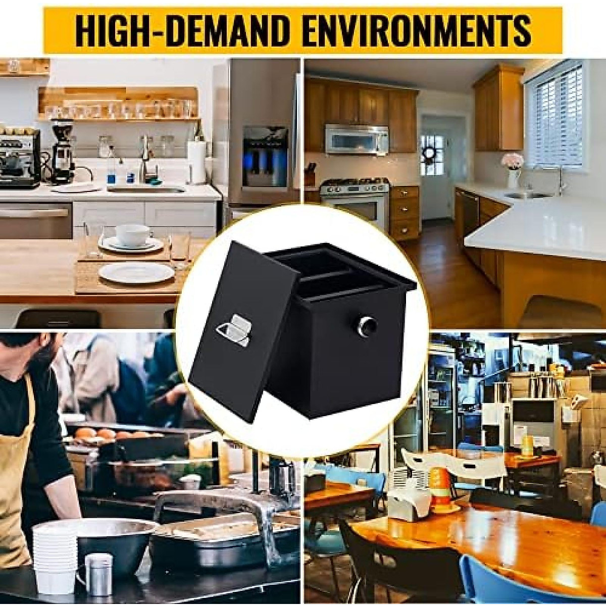 Commercial Grease Trap,Stainless Steel Grease Interceptor,Under Sink Grease Trap Waste Water Oil-Water Separator,for Restaurant Factory Home Kitchen,8 LB,Black