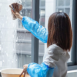 ZMDREAM Pack of 100 Disposable Plastic Sleeves Covers Arm Protectors Blue 16"