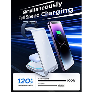 Wireless Charger, 3 in 1 Charging Station for Multiple Devices Apple, [Metal] 15W Fast iPhone Charging Station for iPhone 15/14/13/12/11/Pro/Max/Apple Watch/Airpods Pro