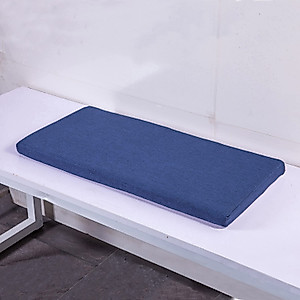MICUSHION Piano Bench Cushion 44x14 Inch for Indoor Shoe Storage with Ties Non Slip Picnic Bench Pad for Kitchen Dining Table Seat, Navy Blue