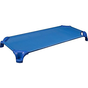 Sprogs Heavy-Duty Stackable Standard Size 52"L Daycare Cots for Kids and Toddlers, Stacking Preschool Classroom Kids Cots for Sleeping, Resting, Naptime, Pack of 6, Blue