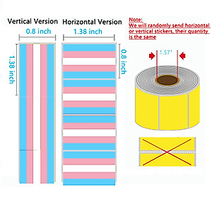 LGBTQ Pride Stickers, Transgender Flag Rectangle Self Adhesive Decal Waterproof Stickers for Parades and Events(1 Roll - 300 Stickers)