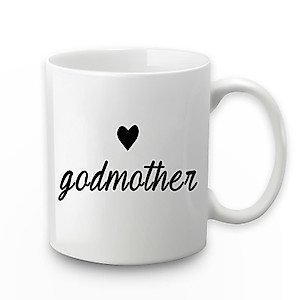 WENSSY Godmother Coffee Mug Godmother Gifts Christmas Birthday Gift for Godmother from Goddaughter Godson Godchild Godmother Proposal Announcement Baptism Keepsake Gifts White 11 Ounce