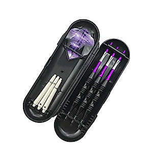 Professional Exquisite 20 Gram Soft Tip Darts Carrying Hard Suitcase | 3 Black Coated Iron Barrels | 3 Aluminum Shaft, Each Recreation Room, Bar and Game Room Level (Purple)
