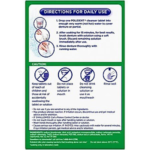 Denture Cleaning Tablets Smokers 120 Bundle with Dentu-Care Bamboo Denture Brush Specifically Designed to Gently Clean Hard to Reach Areas for Full Partial Dentures