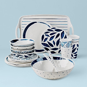 Lenox Blue Bay Melamine 20-Piece Dinnerware Set, 13.35 LB, 0