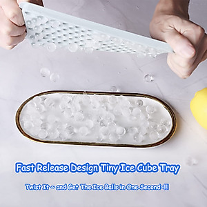 Miaowoof Mini Ice Cube Trays, 0.6in Small Maker for Freezer Easy Release, 104x4 PCS Ball Mold with Bin & Scoop, Tiny Tray Crushed Chilling Drinks Coffee Juice Cocktail