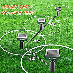 Pack of 4 Solar Mole Repellent Sonic Gopher Repellent Vole Chaser Mole Deterrent Sonic Spikes Rodent Repellent Ultrasonic Pest Control Outdoor Keep Moles Out of Yard Lawn