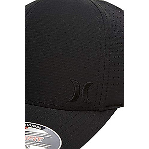 Hurley Men's Phantom Ripstop Curved Bill Baseball Cap, Black/Black, S-M