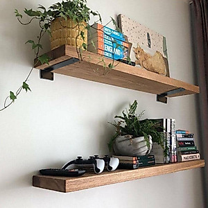 Premium Heavy Duty Shelf Brackets – 0.2In Thick Black L Shape Shelf Bracket, Hidden Steel Brackets for Shelves - 8 Inch Heavy Duty Floating Shelf Hardware (6Pcs)