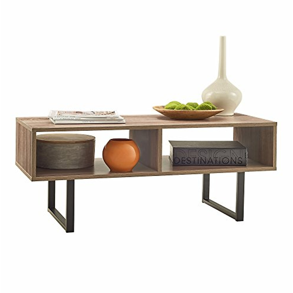 ClosetMaid 1315 Rectangular Wood Coffee Table with Storage Shelves, Gray