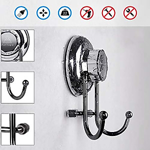 U&A Antilope Powerful Vacuum Suction Cup Hooks for Shower,Kitchen&Bathroom,Stainless Steel Shower Hanger for Loofah,Towel (2pcs)