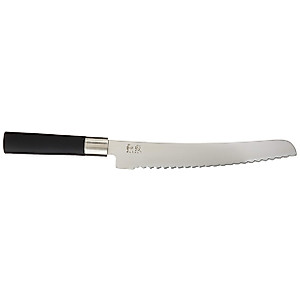 Kai Wasabi Bread Knife 9”, Wide Serrations are Gentle on Bread, Comfortable Handle Offers Secure Grip in Wet Conditions, Serrated Kitchen Knife