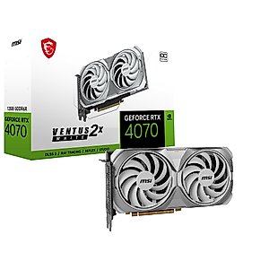 MSI Gaming GeForce RTX 4070 12GB GDRR6X Extreme Clock: 2520 MHz 192-Bit HDMI/DP Nvlink TORX Fan 4.0 Ada Lovelace Architecture Graphics Card (RTX 4070 VENTUS 2X WHITE 12G OC)