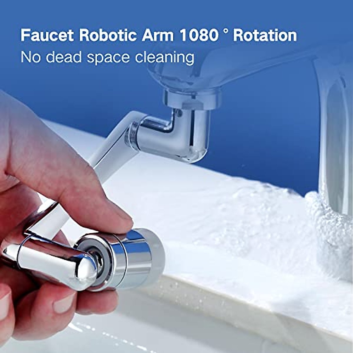 Faucet Aerator Universal, 1080° Large-Angle Rotating Robotic Arm Water Nozzle Faucet Adaptor, Splash Filter Kitchen Tap Extend Faucets Bubbler（with tool kit）