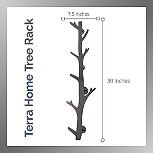 TERRA HOME Coat Tree - Hat Rack for Baseball Caps, Coats, Purse- Wall Coat Rack with 8 Hooks - Hat Rack for Wall to Design Your Wall Space Modern - Coat Rack Wall Mount Decorates Wall Art