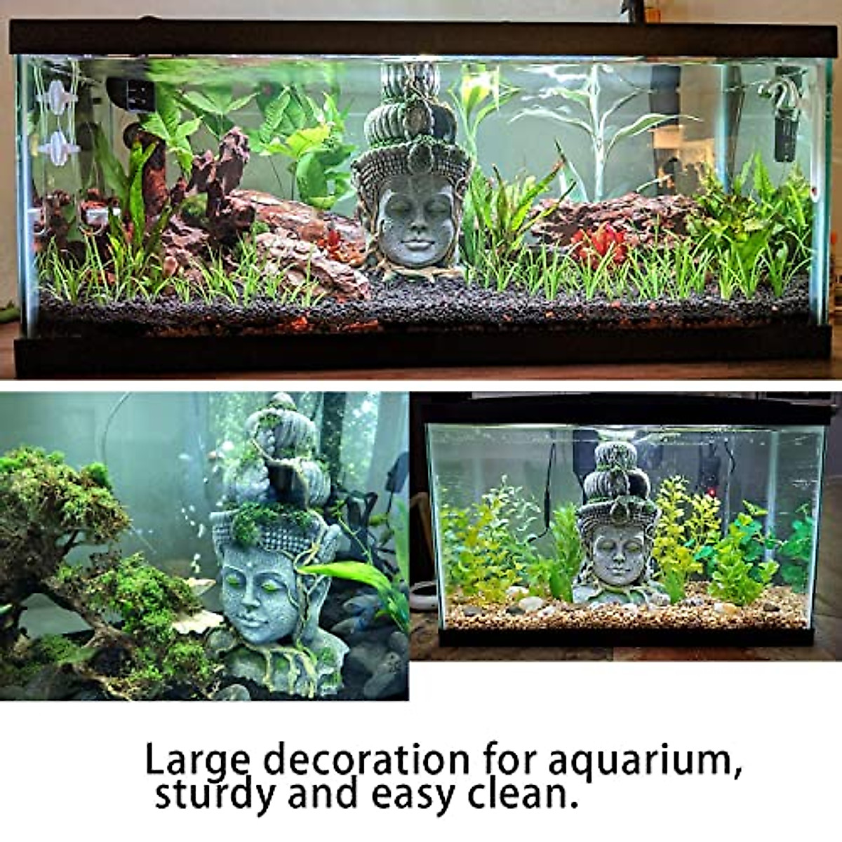 Sunyiny Aquarium Decorations Head Sculpture Aquarium Decor Ornament Large Fish Tank Decorations for 20 30 Gallon Aquarium