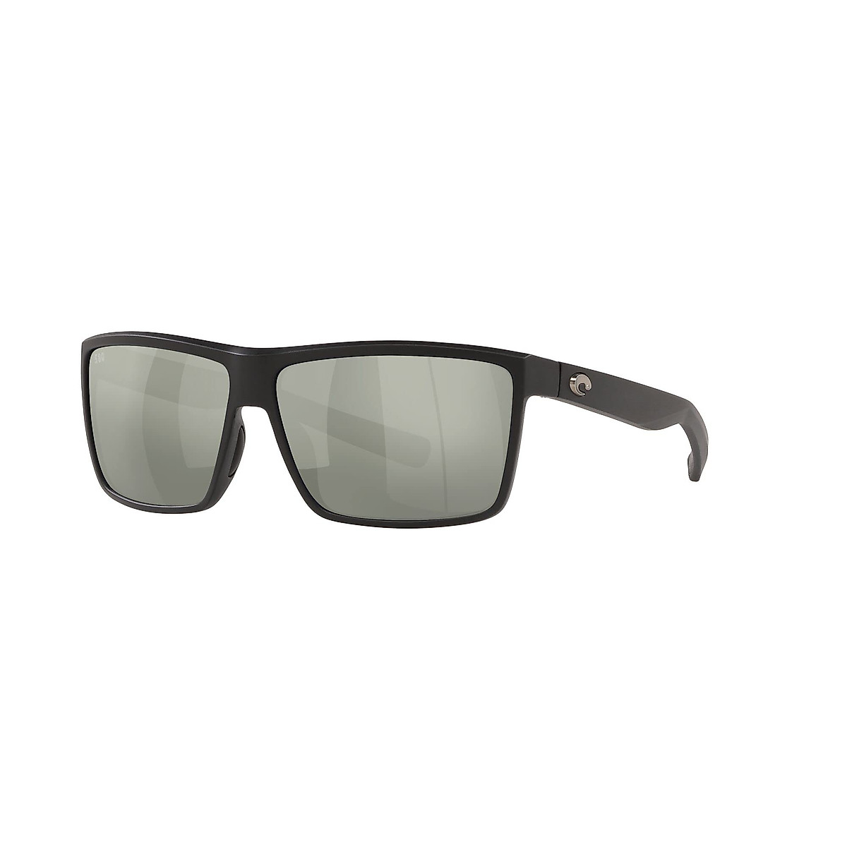 Costa Del Mar Mens Rinconcito Rectangular Sunglasses, Matte Black/Grey Silver Mirrored Polarized-580G, 60 mm