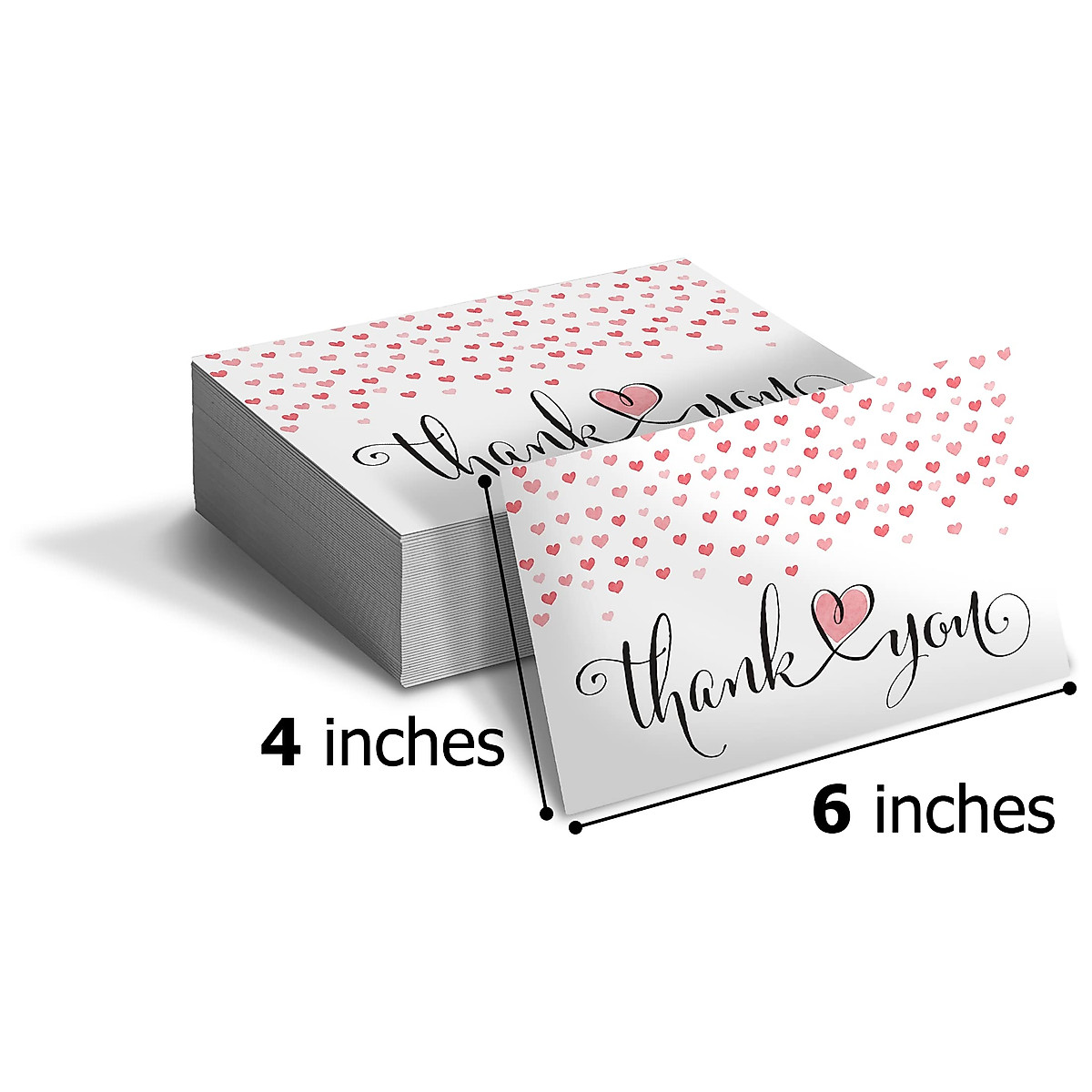 Pro Supply Global (50) Count of 4x6 Fading Hearts Thank You Insert Cards