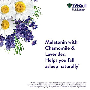 ZzzQuil PURE Zzzs, Melatonin Sleep Aid Gummies with Lavender, Valerian Root and Chamomile, Natural Wildberry Vanilla Flavor, Non-Habit Forming, Drug-Free, 48 Count