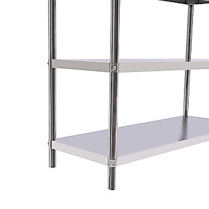 5 Tiers Heavy Duty Stainless Steel Shelving Unit, Stainless Steel Rack Shelving Garage or Bakers Rack Kitchen Shelving Chrome Shelves for Garage Kitchen Living Room, 47"x18.5"x71"