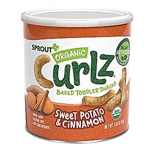 Sprout Organic Curlz Toddler Snacks Sweet Potato & Cinnamon, 1.48 Oz Can