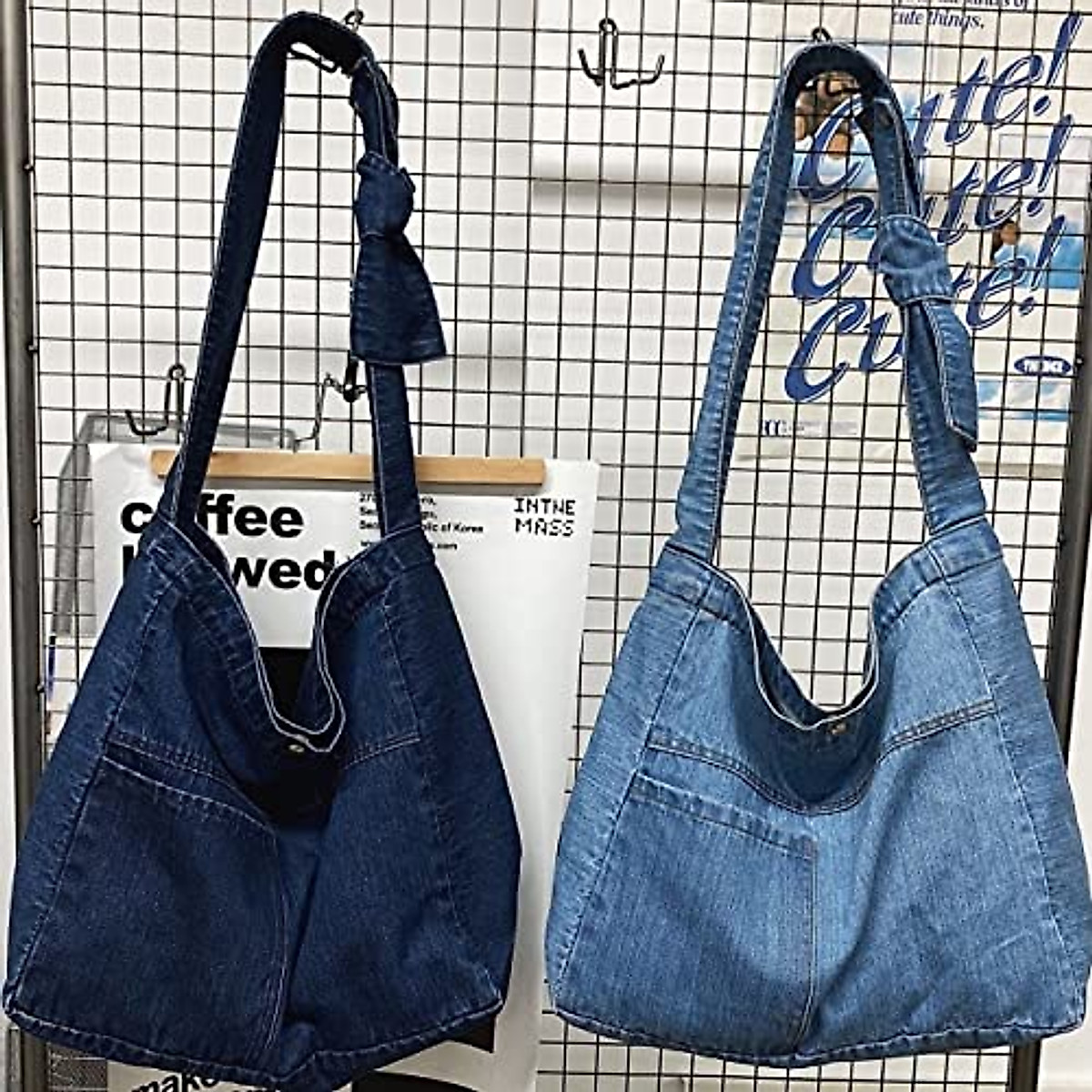 YunZh Denim Purse Tote Shoulder Handbag Shopping School Travel Pockets